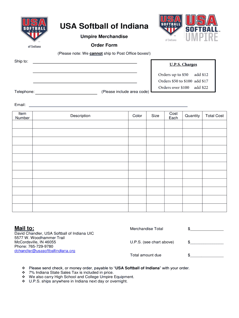 Fillable Online USA Softball of Indiana Fax Email Print - pdfFiller