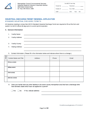 Industrial Discharge Permit Renewal Application Doc Template | pdfFiller
