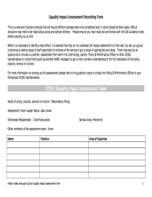 Equality Impact Assessment Recording Doc Template | pdfFiller