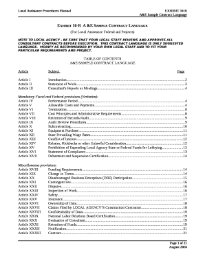 Exhibit 10RA &E Sample Contract Language Doc Template | pdfFiller
