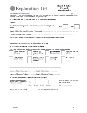 Pre work Doc Template | pdfFiller