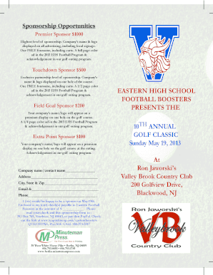 Fillable Online Premier Sponsor $1000 Fax Email Print - pdfFiller