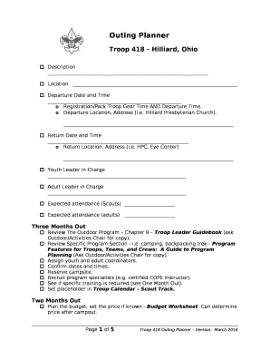 Outing Planner Doc Template | pdfFiller