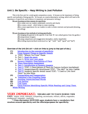 Unit 1: Be Specific Hazy Writing is Just Pollution Doc Template | pdfFiller