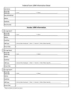 Fillable Online Federal Form 1099 Information Sheet Fax Email Print ...
