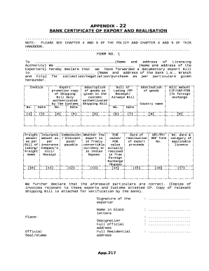 BANK CERTIFICATE OF EXPORT AND REALISATION Doc Template | pdfFiller