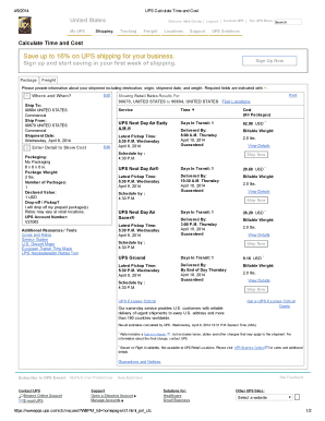Fillable Online UPS Calculate Time and Cost Fax Email Print - pdfFiller