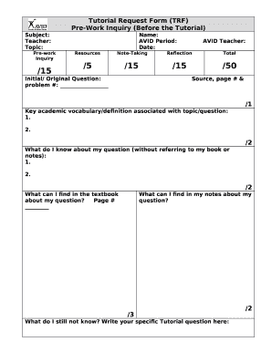 AVID Period:AVID Teacher: Doc Template | pdfFiller