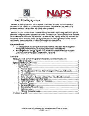 Model Recruiting Agreement Doc Template | pdfFiller