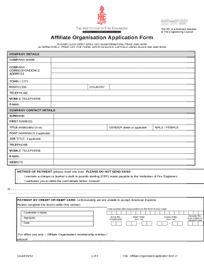 Affiliate Organisation Application Doc Template | pdfFiller