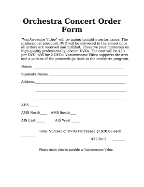 Orchestra Concert Order Doc Template | pdfFiller