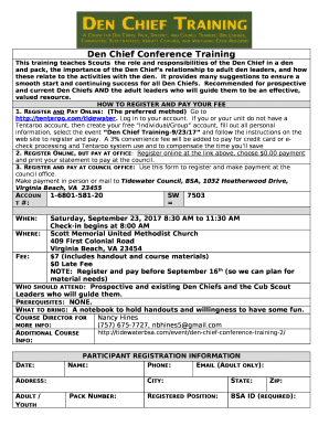 Den Chief Conference Training Doc Template | pdfFiller