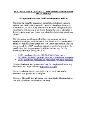 The following model for an exposure control plan includes all elements ...