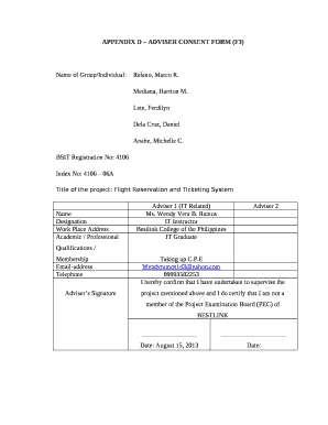 APPENDIX D ADVISER CONSENT (F3) Doc Template | pdfFiller