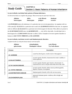In your textbook, read about basic patterns of human inheritance Doc Template | pdfFiller