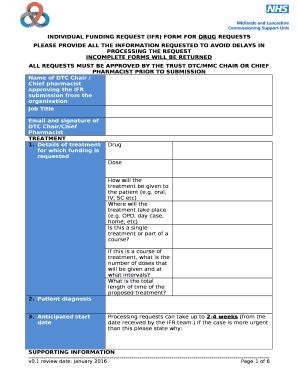 INDIVIDUAL FUNDING REQUEST (IFR) FOR DRUG REQUESTS Doc Template | pdfFiller