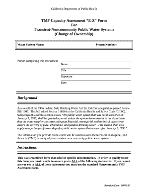 Transient-Noncommunity Public Water Systems Doc Template | pdfFiller