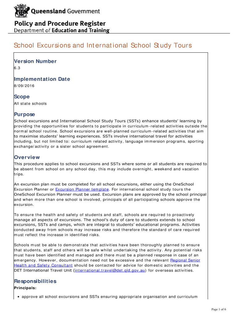 Fillable Online School Excursions and International School Study Tours ...