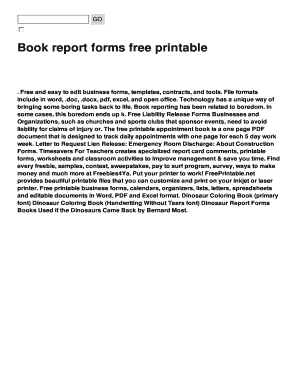 Fillable Online Book report forms free printable Fax Email Print ...