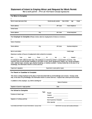 Minors work duties Doc Template | pdfFiller