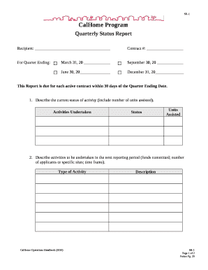 Quarterly Status Report Doc Template | pdfFiller