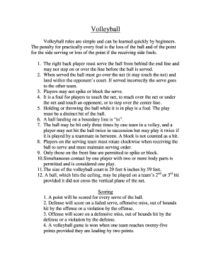Fillable Online Volleyball rules are simple and can be learned quickly ...