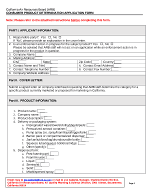CONSUMER PRODUCT DETERMINATION APPLICATION Doc Template | pdfFiller