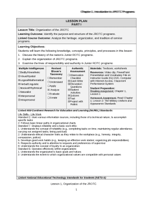 Lesson Title: Organization of the JROTC Doc Template | pdfFiller
