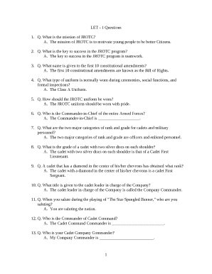 LET - 1 Questions Doc Template | pdfFiller