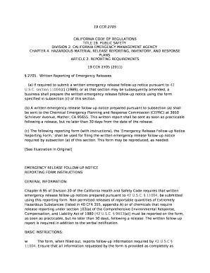 Written Reporting of Emergency Releases Doc Template | pdfFiller
