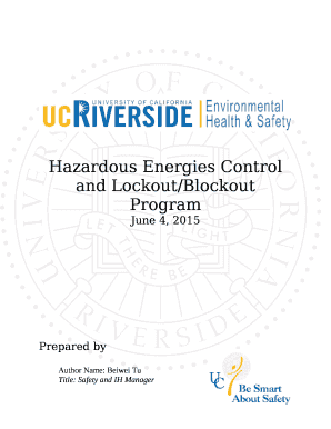 Hazardous Energies Control and Lockout/Blockout Program - ehs ucr Doc Template | pdfFiller