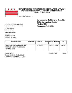 Fillable Online DCRA Corporations Division Fax Email Print - pdfFiller