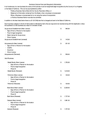 Fillable Online Business License Fees and Required Information Fax ...