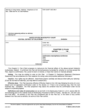 CHAPTER 11 PLAN Doc Template | pdfFiller