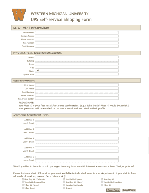 Fillable Online UPS Self-service Shipping Form Fax Email Print - pdfFiller