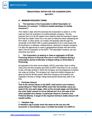 Fillable Online EDUCATIONAL NOTES FOR THE CANADIAN SAFE Fax Email Print ...