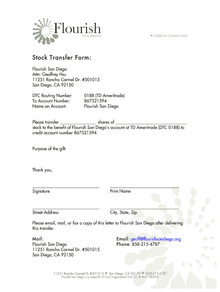 Fillable Online Stock Transfer Form: Fax Email Print - pdfFiller