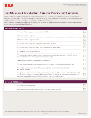 Fillable Online Identification Checklist for Domestic Proprietary ...