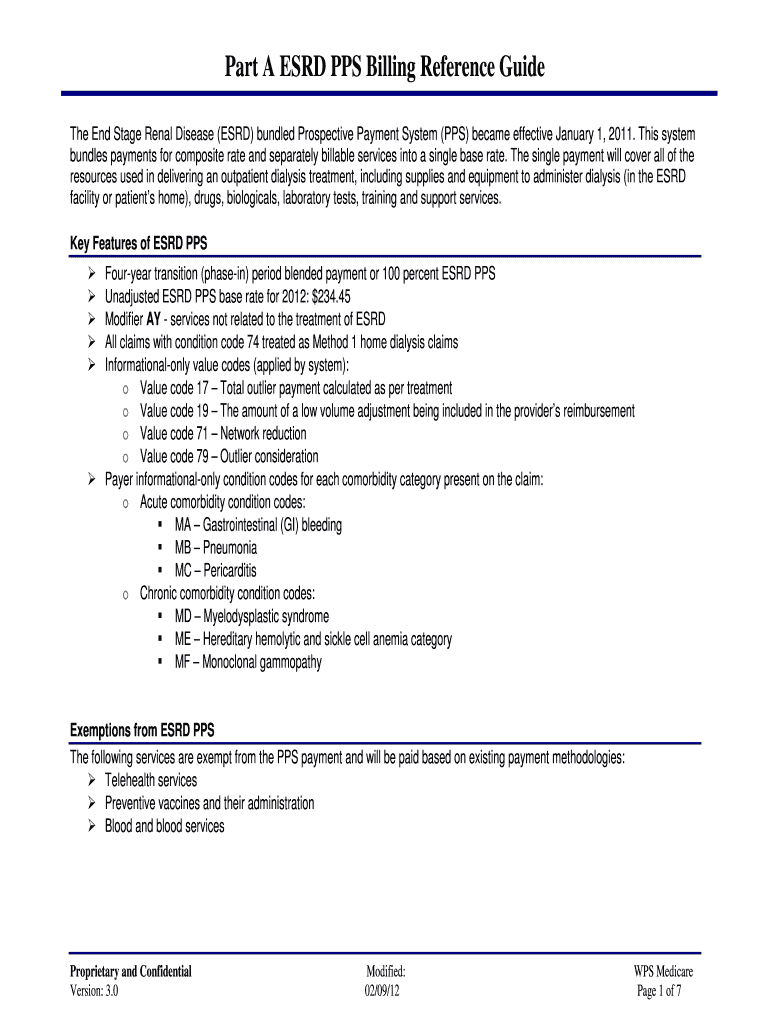 Fillable Online Part A ESRD PPS Billing Reference Guide Fax Email Print ...