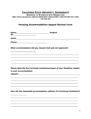 Housing Accommodation Appeal Review Doc Template | pdfFiller
