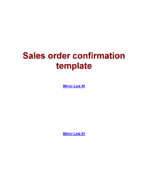Fillable Online Sales order confirmation template Fax Email Print ...