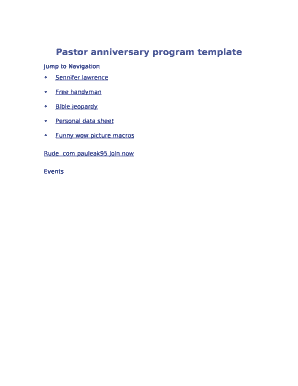 Pastor anniversary program template Doc Template | pdfFiller