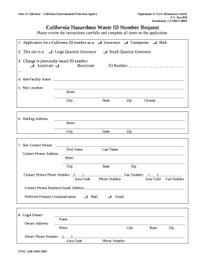 California Hazardous Waste ID Number Request Doc Template | pdfFiller