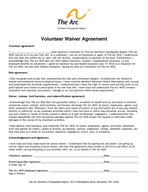 Fillable Online Volunteer Waiver Agreement Fax Email Print - pdfFiller
