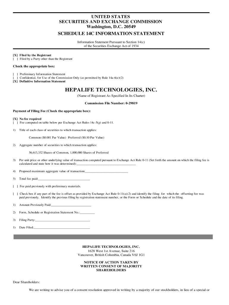 Fillable Online SCHEDULE 14C INFORMATION STATEMENT Fax Email Print ...