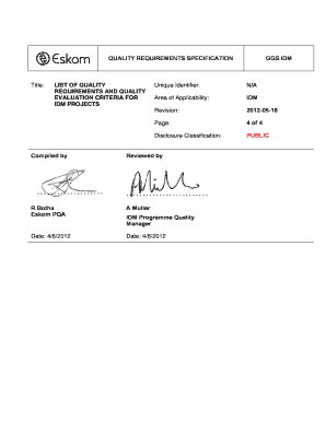 Fillable Online QUALITY REQUIREMENTS SPECIFICATION Fax Email Print ...