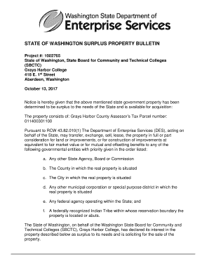 Fillable Online STATE OF WASHINGTON SURPLUS PROPERTY BULLETIN Fax Email ...