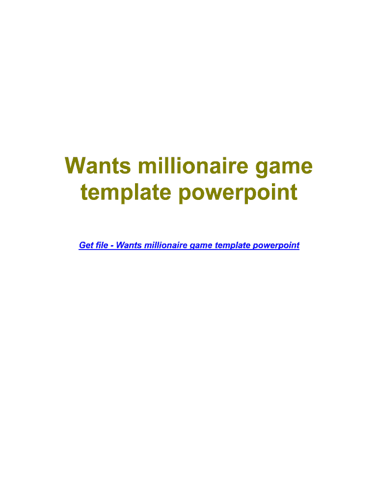 Fillable Online DownloadWants millionaire game template powerpoint Fax ...