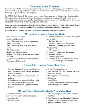 Fillable Online Computer Goals 5th Grade Fax Email Print - pdfFiller