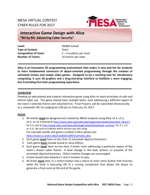 Fillable Online mesa ucop Interactive Game Design with Alice Fax Email ...